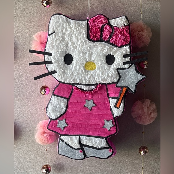 Party Supplies | Hello Kitty Pink And Silver Star Wand Piata | Poshmark